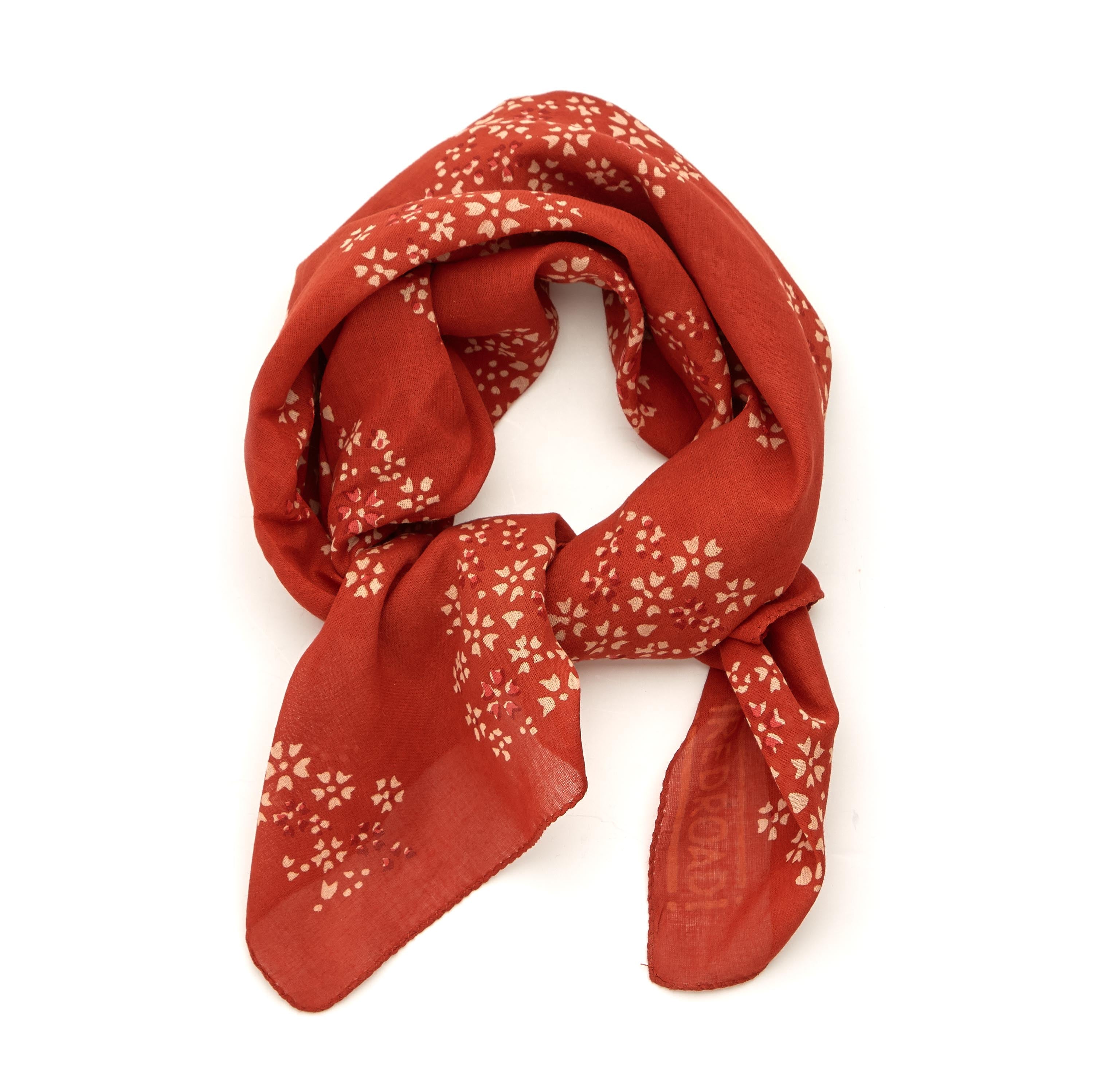 petals floating-red ivory hand block printed bandana – haloandswan
